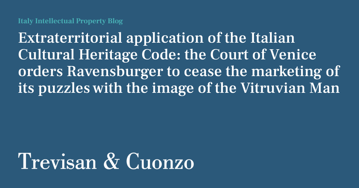 Extraterritorial application of the Italian Cultural Heritage Code: the ...