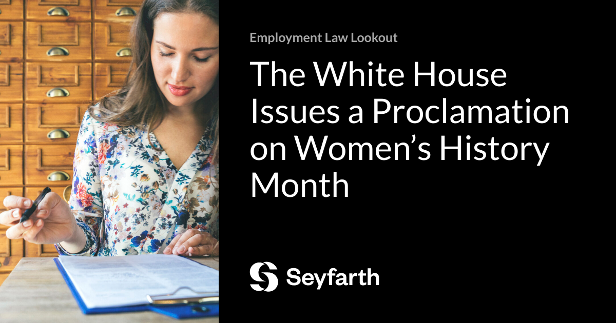 The White House Issues a Proclamation on Women’s History Month ...