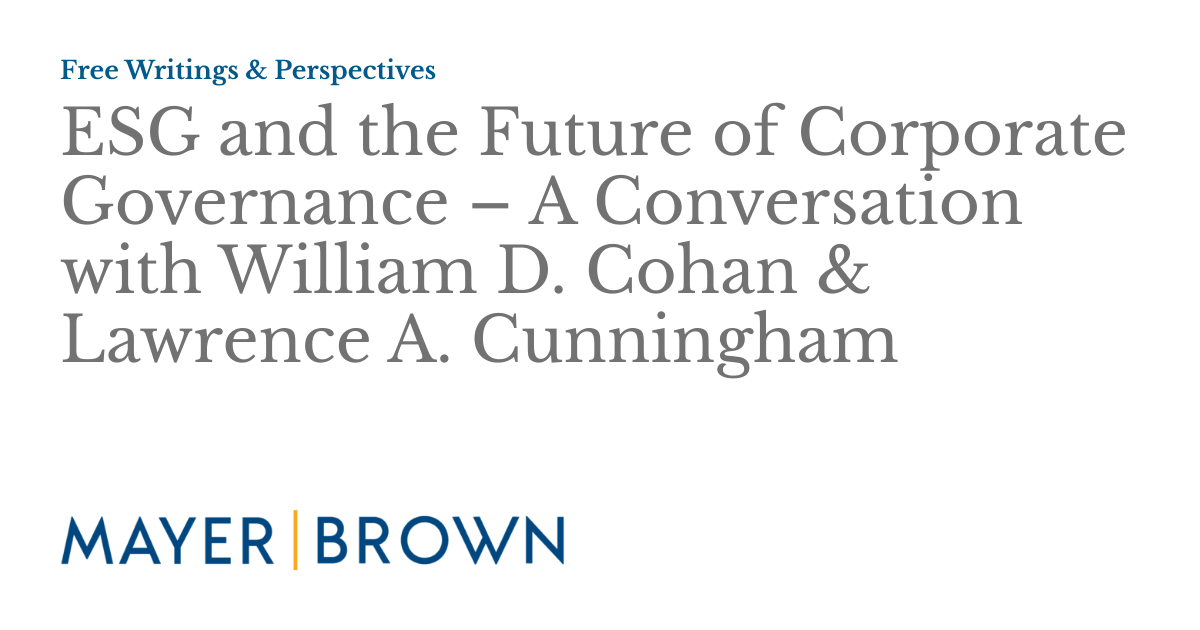 ESG and the Future of Corporate Governance – A Conversation with ...