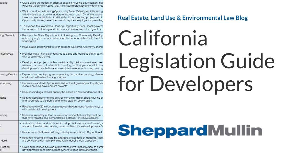 California Legislation Guide for Developers | Real Estate, Land Use ...