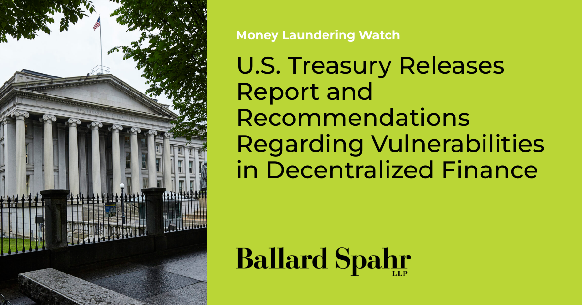 U.S. Treasury Releases Report and Recommendations Regarding ...