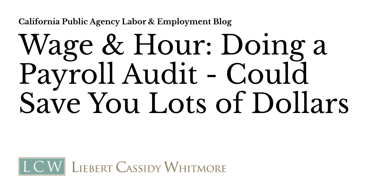 Wage & Hour: Doing a Payroll Audit - Could Save You Lots of Dollars ...