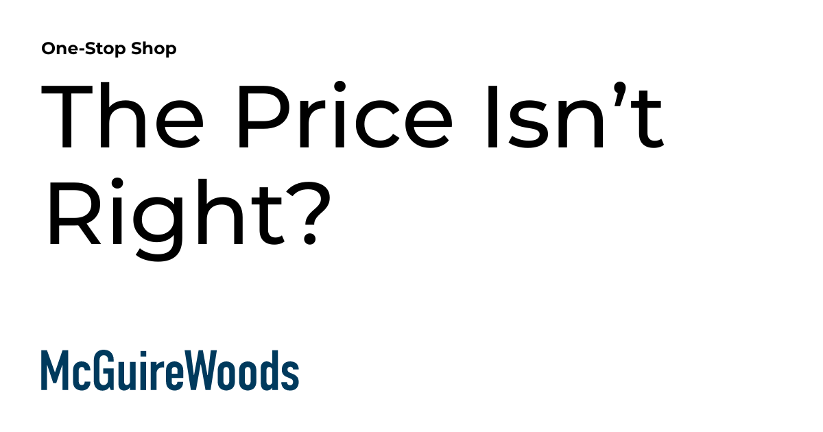 The Price Isn’t Right? | One-Stop Shop