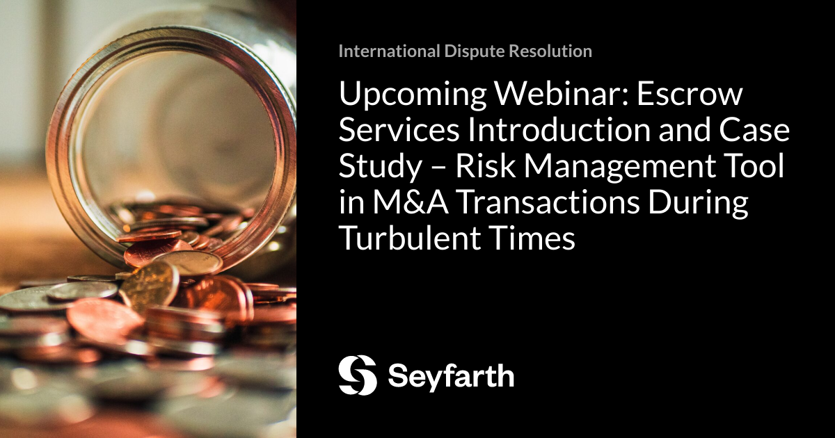 Upcoming Webinar: Escrow Services Introduction and Case Study – Risk ...
