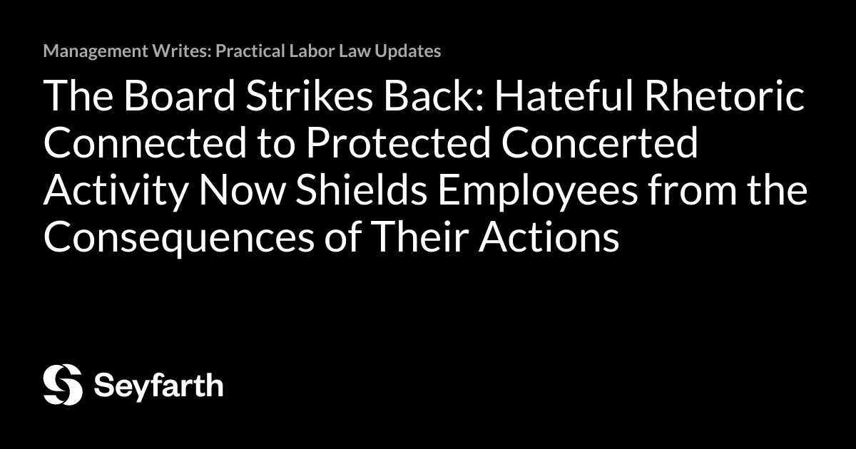 The Board Strikes Back: Hateful Rhetoric Connected to Protected ...