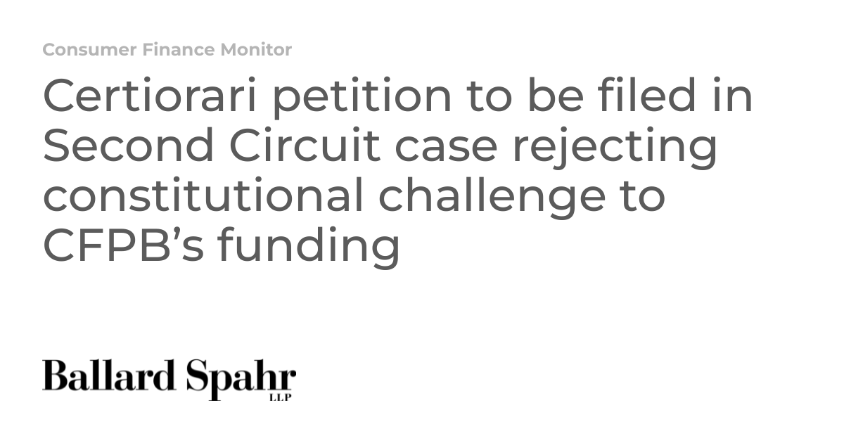 Certiorari petition to be filed in Second Circuit case rejecting ...