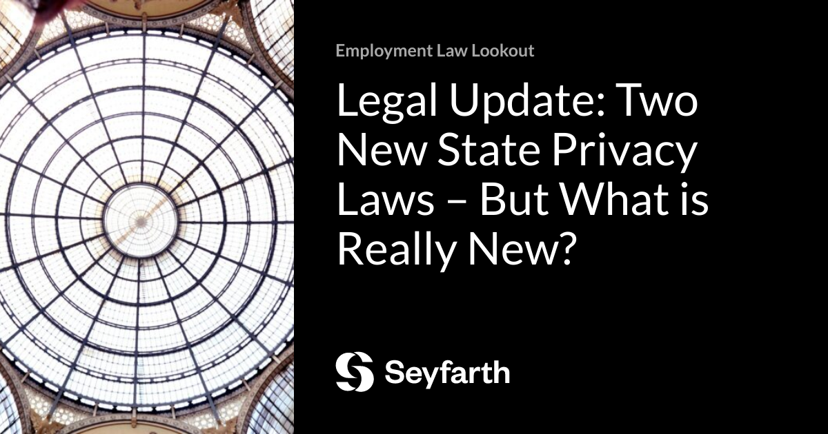 Legal Update: Two New State Privacy Laws – But What is Really New ...