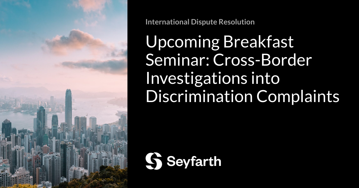 Upcoming Breakfast Seminar: Cross-Border Investigations into ...