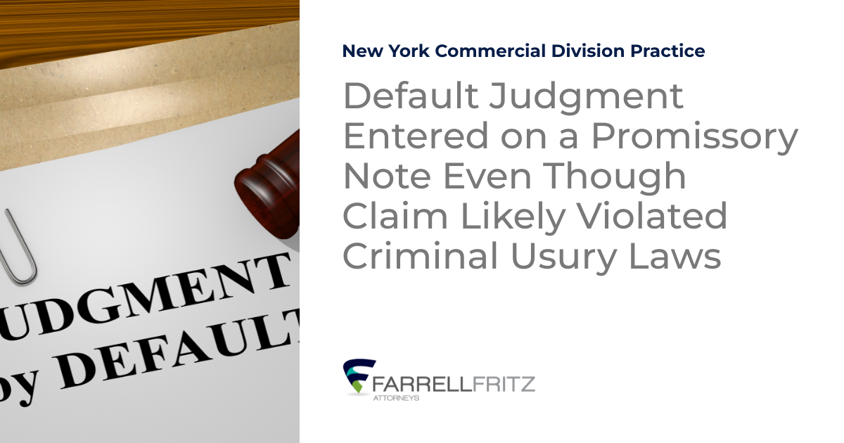 Default Judgment Entered on a Promissory Note Even Though Claim Likely ...