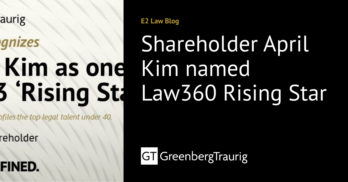 Shareholder April Kim named Law360 Rising Star | E2 Law Blog