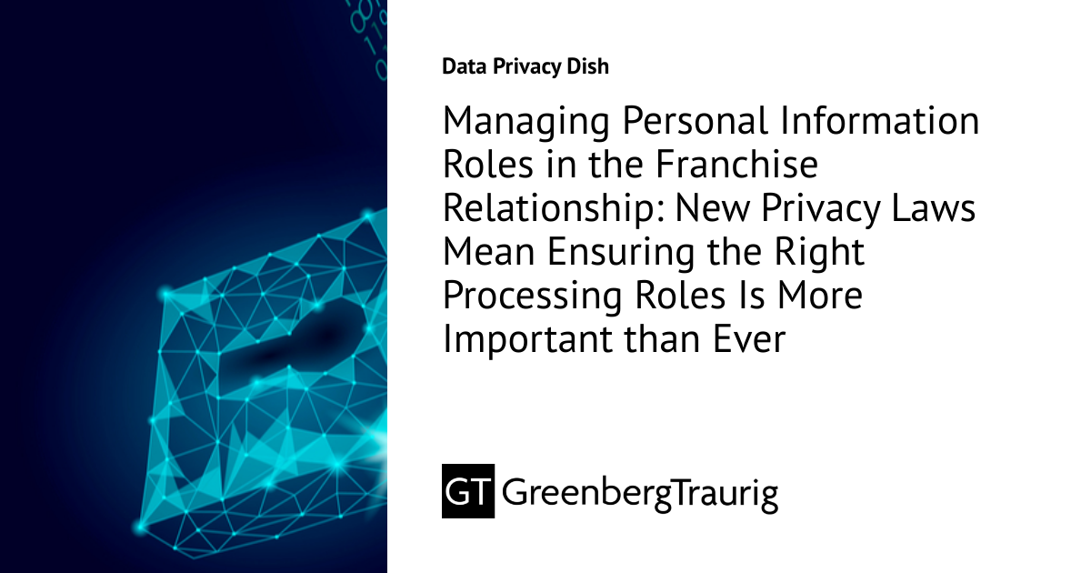 Managing Personal Information Roles in the Franchise Relationship: New ...