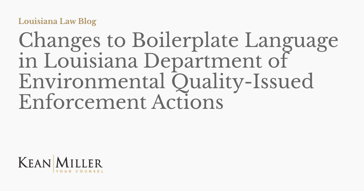 Changes to Boilerplate Language in Louisiana Department of ...