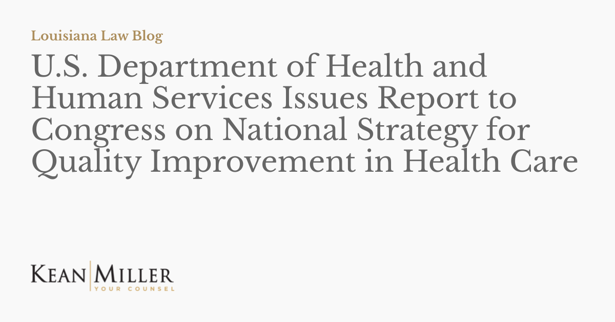 U.S. Department of Health and Human Services Issues Report to Congress ...