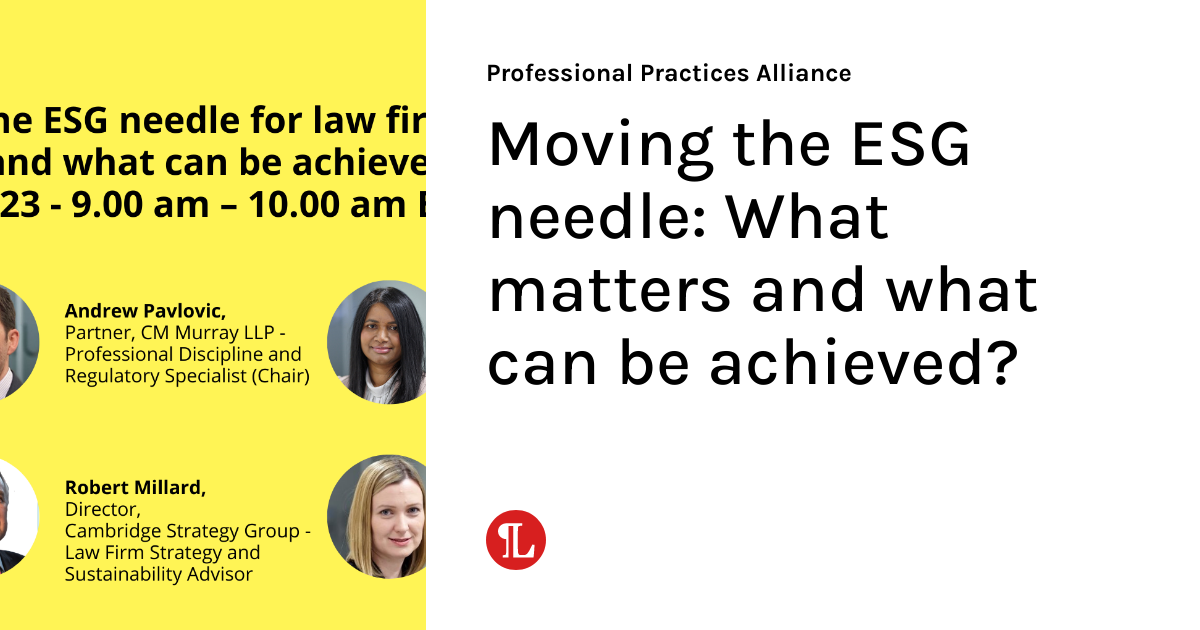 Moving the ESG needle: What matters and what can be achieved? | Professional Practices Alliance ...