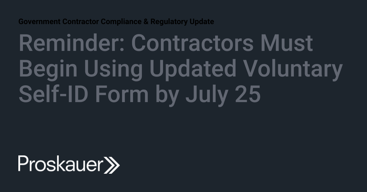 Reminder: Contractors Must Begin Using Updated Voluntary Self-ID Form ...