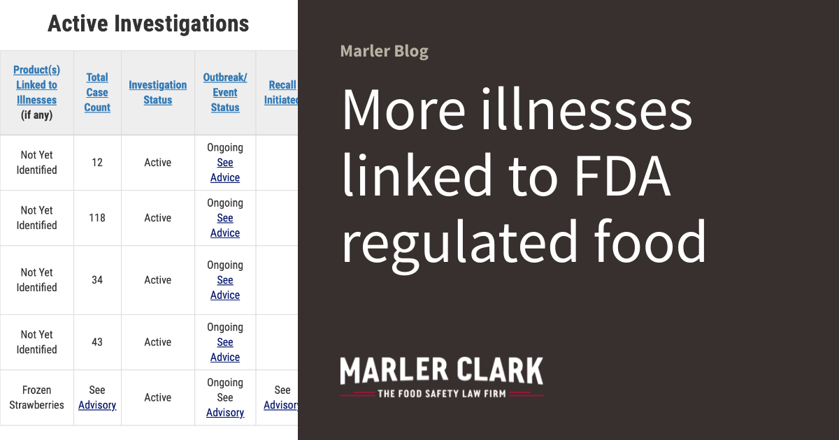 More illnesses linked to FDA regulated food | Marler Blog