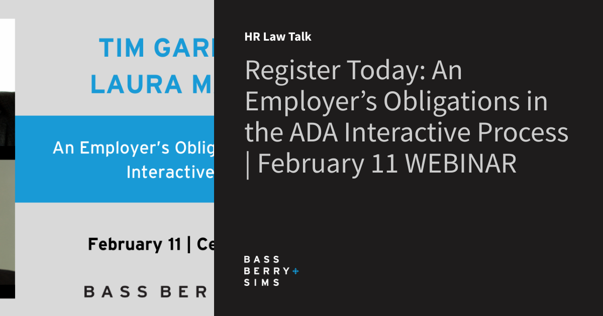 Register Today: An Employer’s Obligations in the ADA Interactive ...