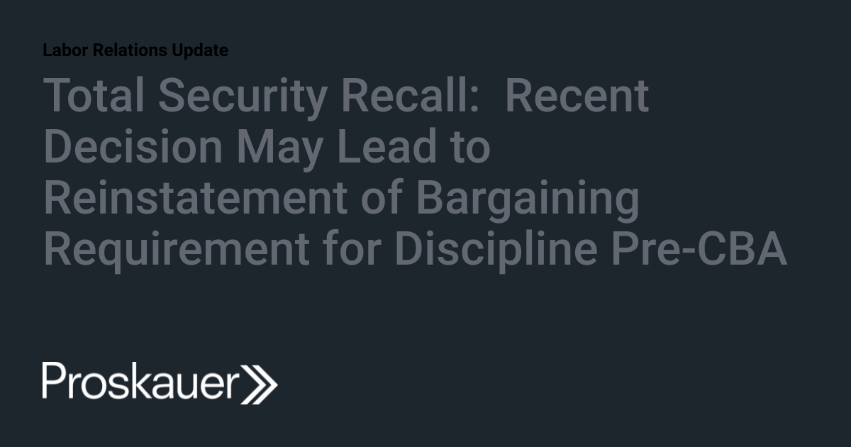 Total Security Recall: Recent Decision May Lead to Reinstatement of ...