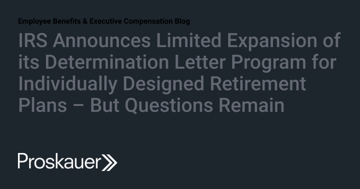 What Is An Irs Determination Letter