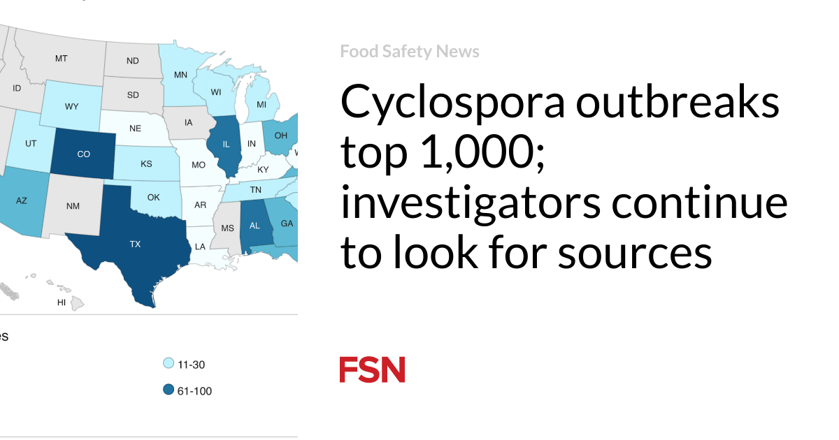 Cyclospora outbreaks top 1,000; investigators continue to look for ...
