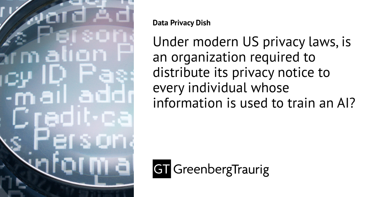 Under modern US privacy laws, is an organization required to distribute ...