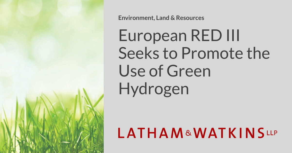 European RED III Seeks to Promote the Use of Green Hydrogen ...
