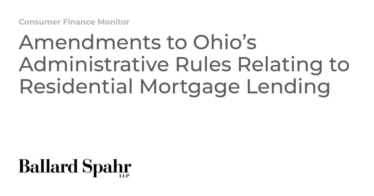 Amendments to Ohio’s Administrative Rules Relating to Residential ...