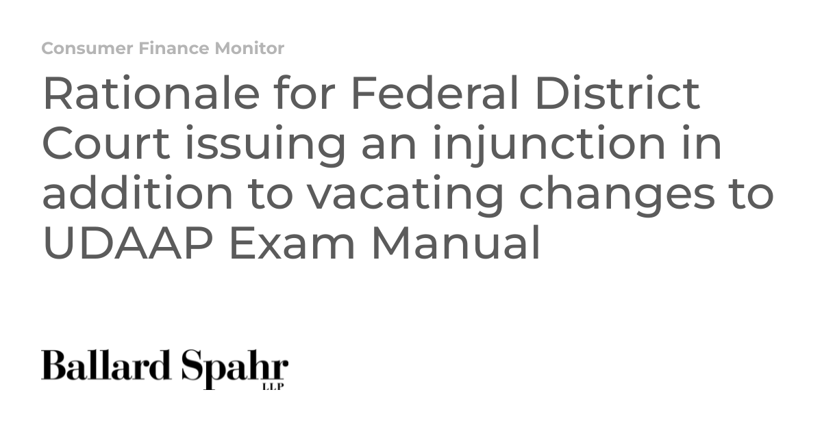Rationale for Federal District Court issuing an injunction in addition ...