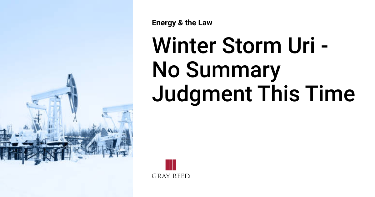 Winter Storm Uri - No Summary Judgment This Time | Energy & the Law
