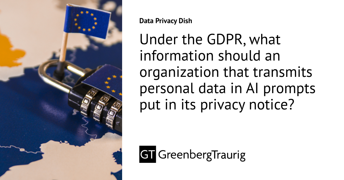 Under the GDPR, what information should an organization that transmits ...