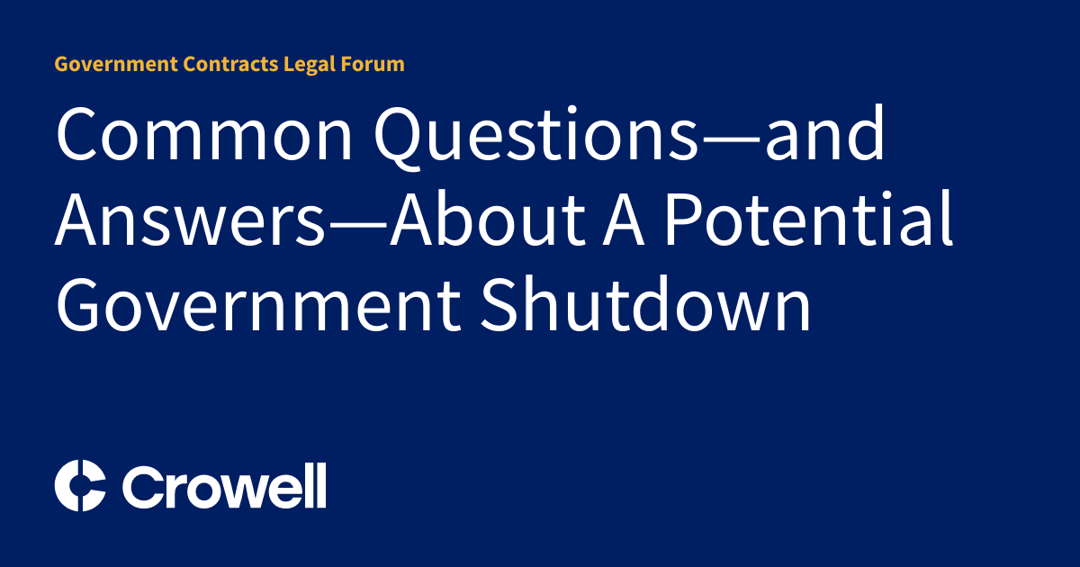 Common Questions—and Answers—About A Potential Government Shutdown ...