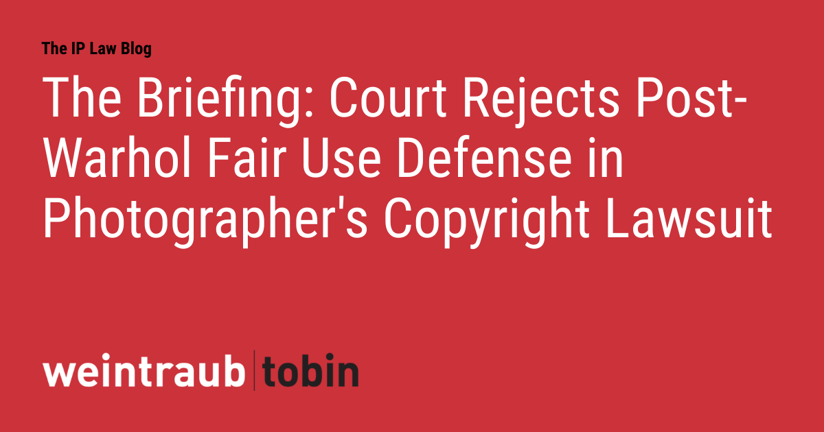 The Briefing: Court Rejects Post-Warhol Fair Use Defense in ...