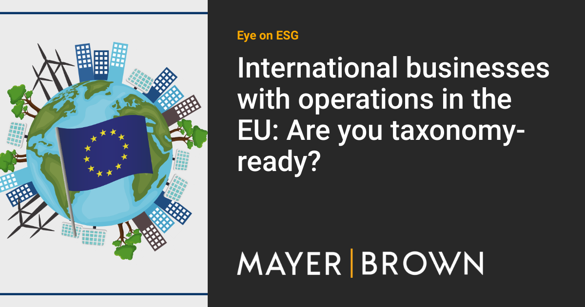 International businesses with operations in the EU: Are you taxonomy ...