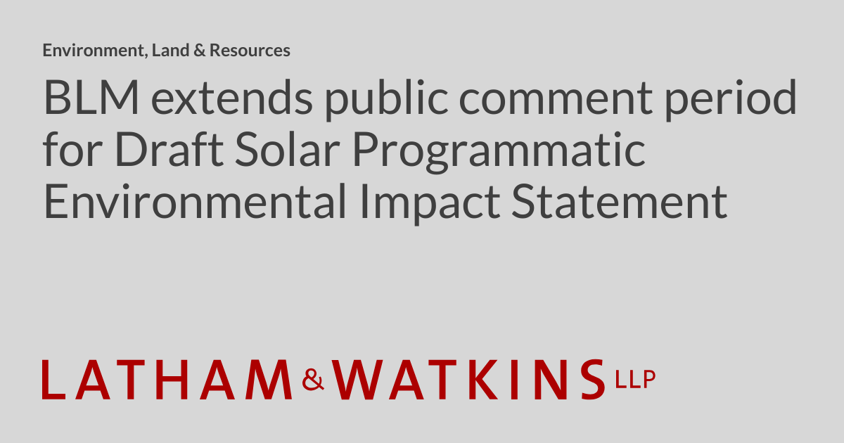 BLM extends public comment period for Draft Solar Programmatic ...