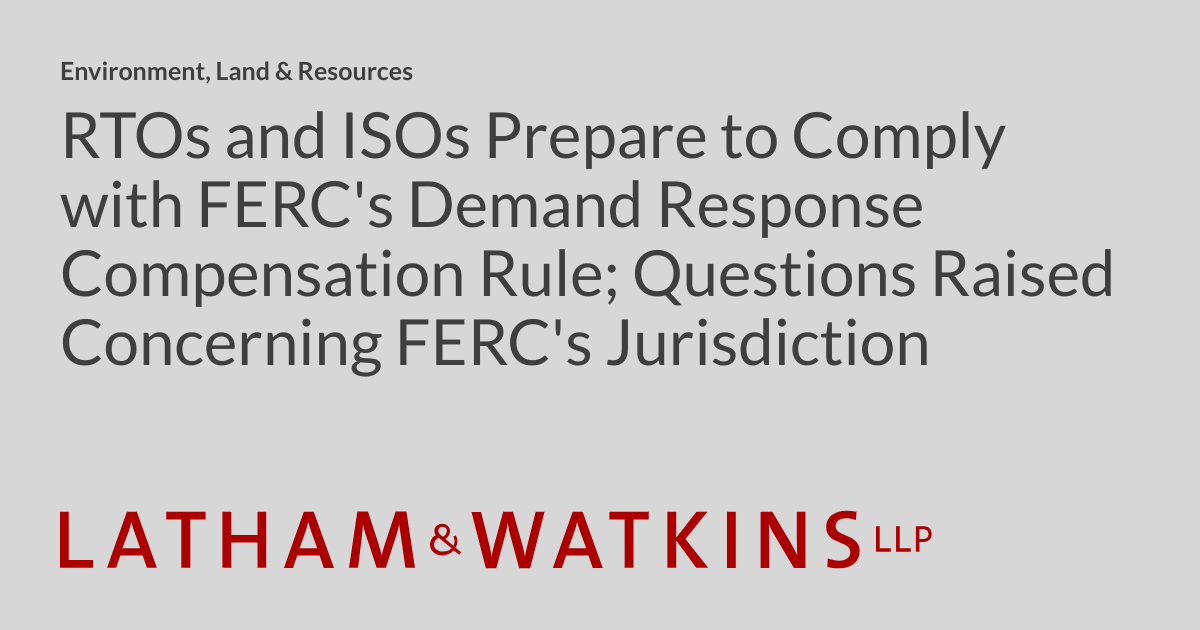 RTOs and ISOs Prepare to Comply with FERC's Demand Response ...