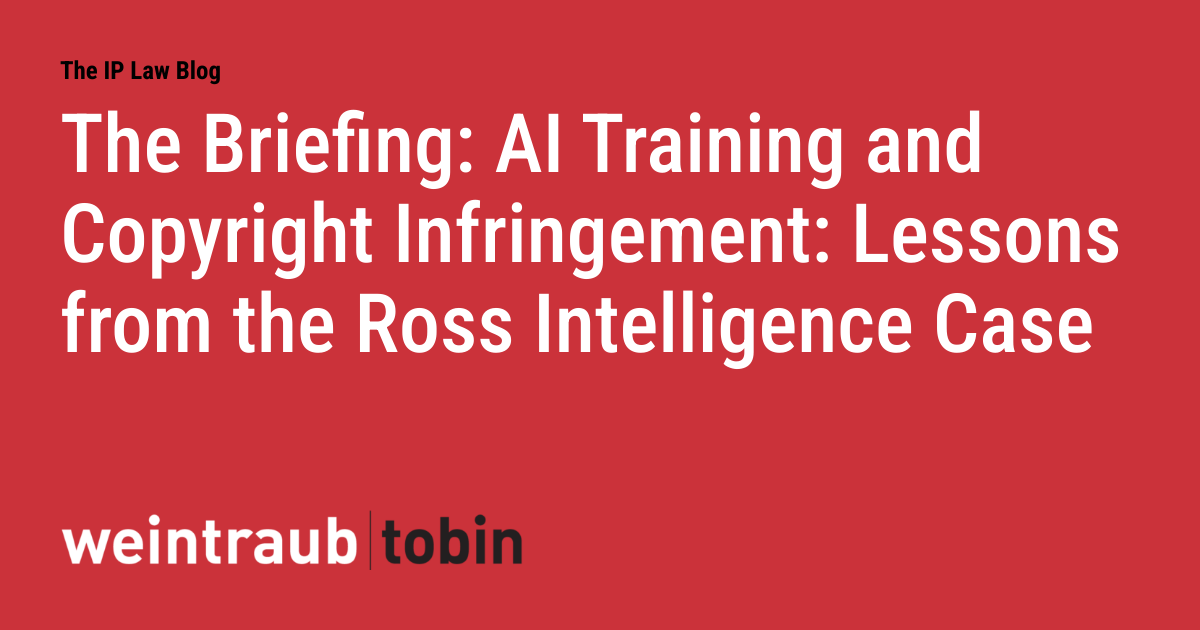 The Briefing: AI Training and Copyright Infringement: Lessons from the ...