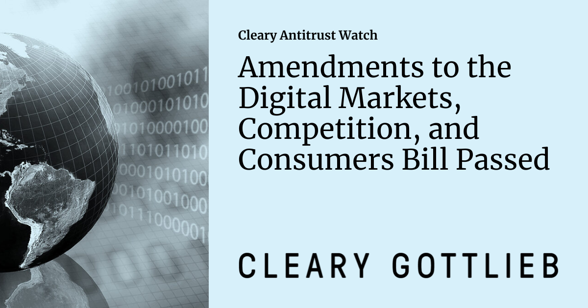 Amendments to the Digital Markets, Competition, and Consumers Bill ...
