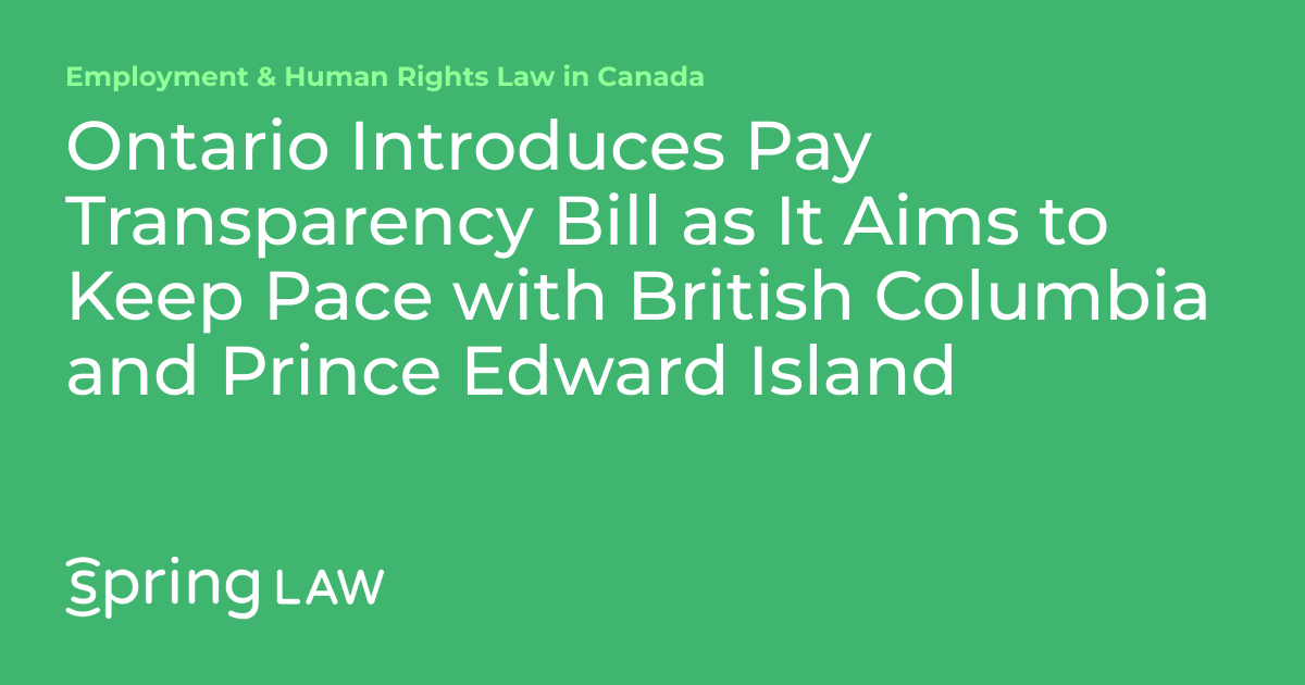 Ontario Introduces Pay Transparency Bill as It Aims to Keep Pace with ...