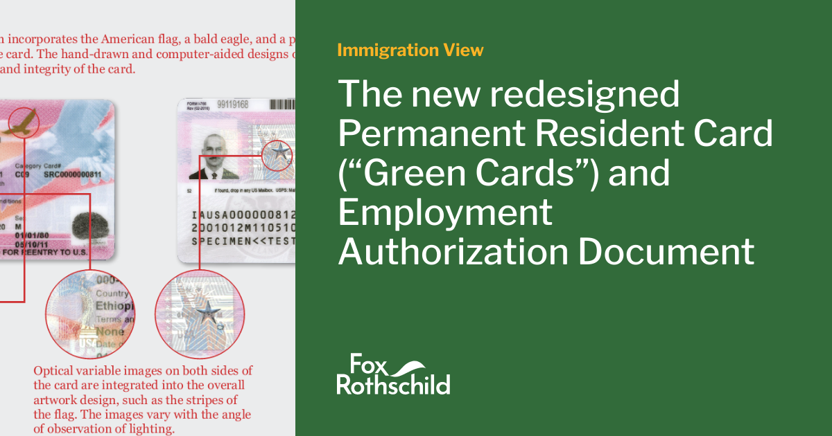 The new redesigned Permanent Resident Card (“Green Cards”) and ...
