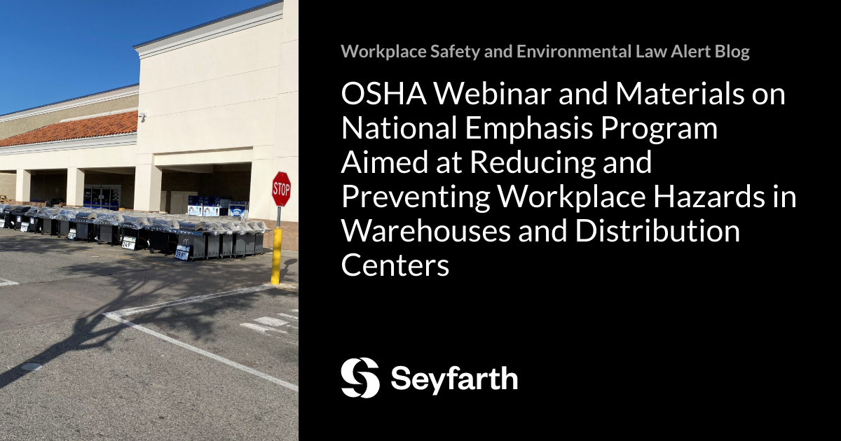 OSHA Webinar and Materials on National Emphasis Program Aimed at ...