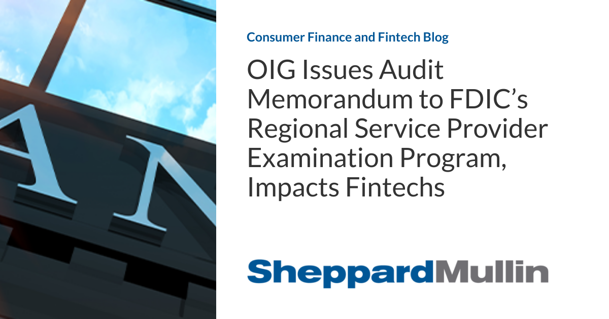 OIG Issues Audit Memorandum to FDIC’s Regional Service Provider ...