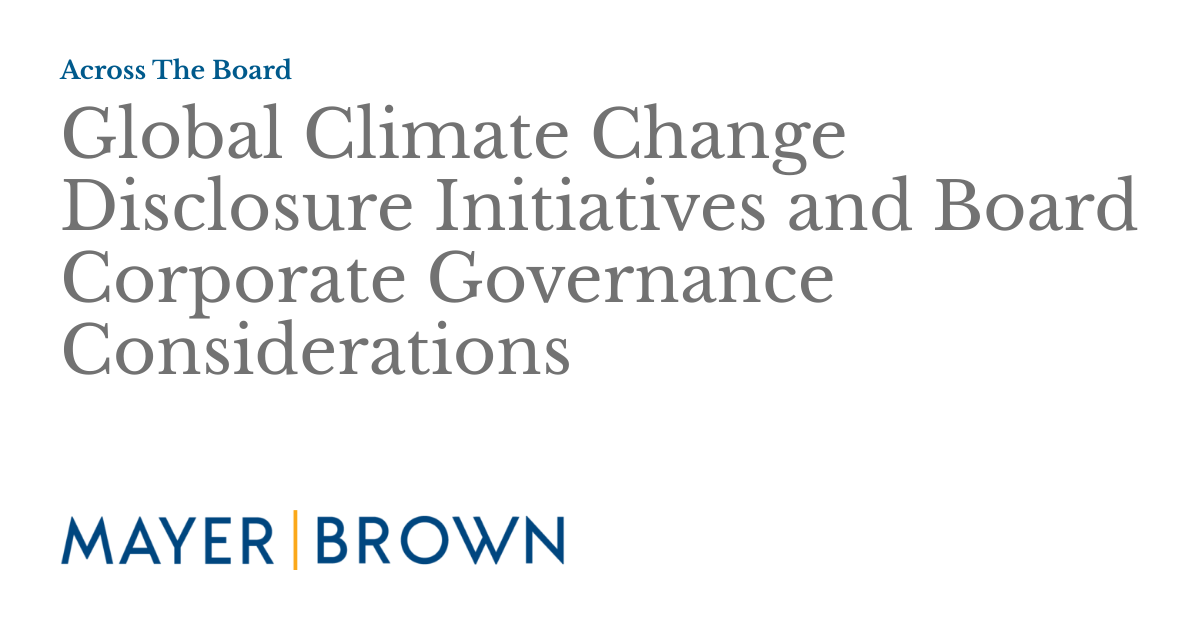 Global Climate Change Disclosure Initiatives and Board Corporate ...