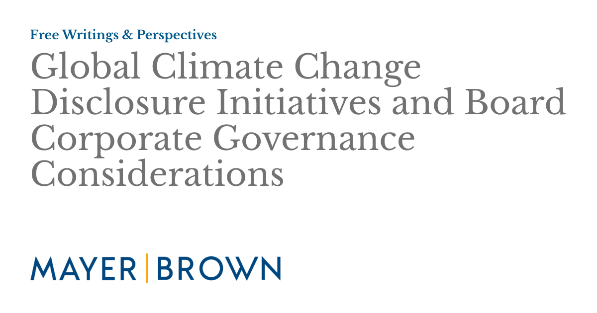 Global Climate Change Disclosure Initiatives and Board Corporate ...
