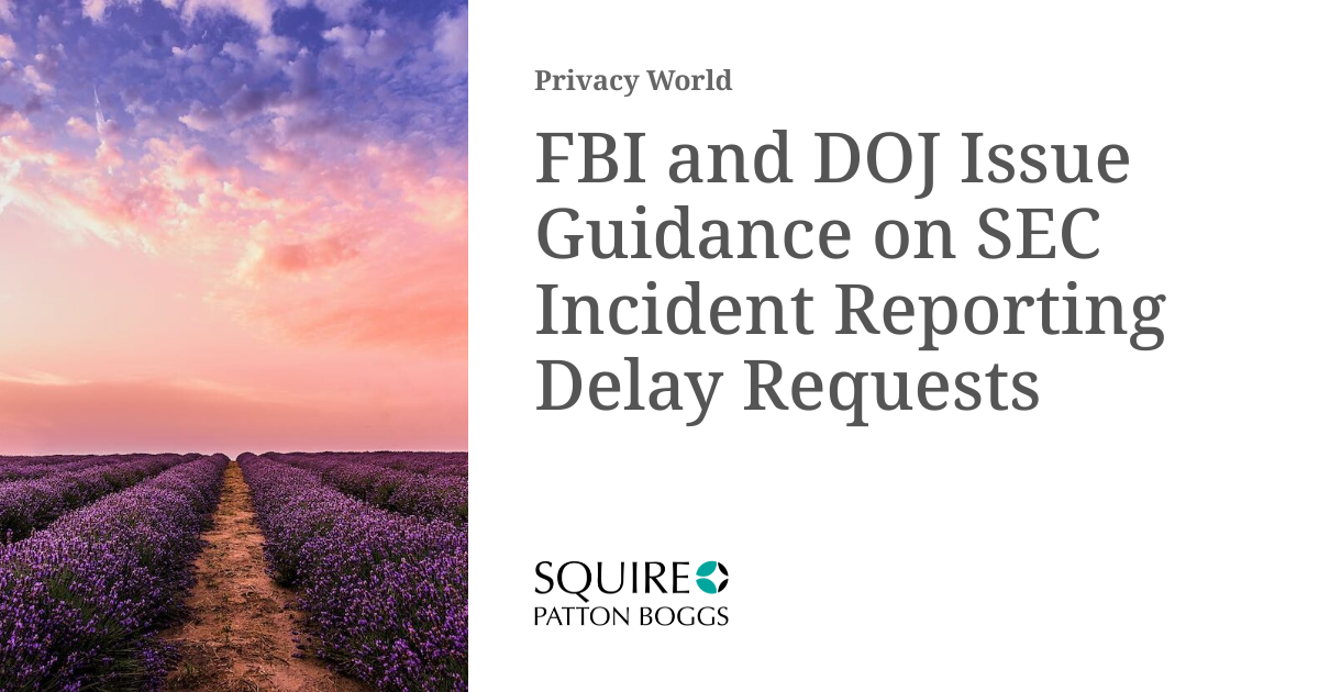 FBI and DOJ Issue Guidance on SEC Incident Reporting Delay Requests ...