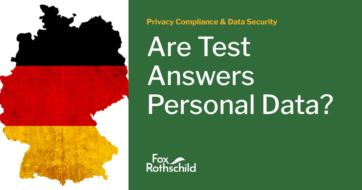 Are Test Answers Personal Data? | Privacy Compliance & Data Security