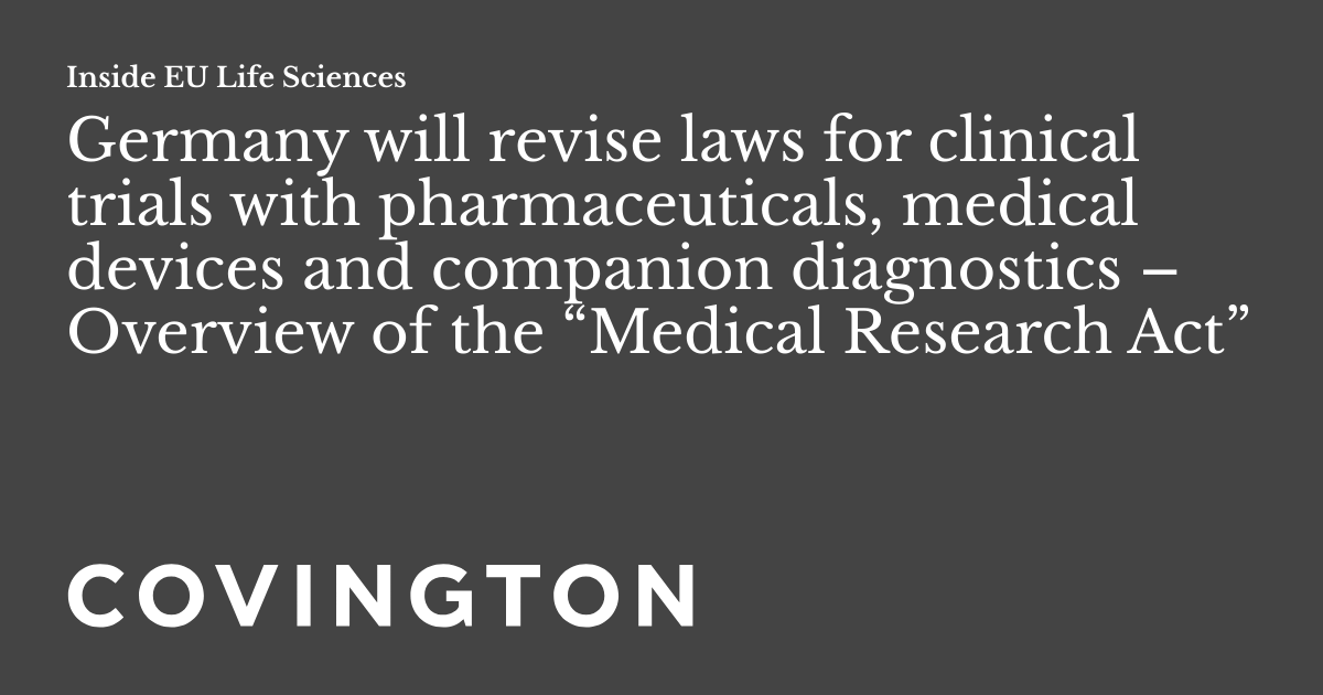 Germany will revise laws for clinical trials with pharmaceuticals ...
