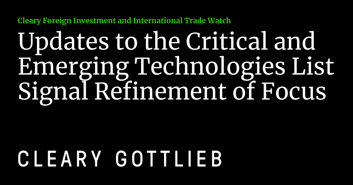 Updates to the Critical and Emerging Technologies List Signal ...