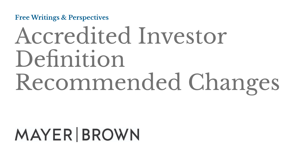 Accredited Investor Definition Recommended Changes | Free Writings ...