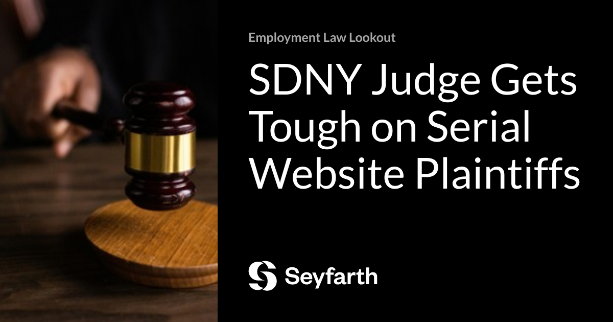SDNY Judge Gets Tough on Serial Website Plaintiffs | Employment Law Lookout