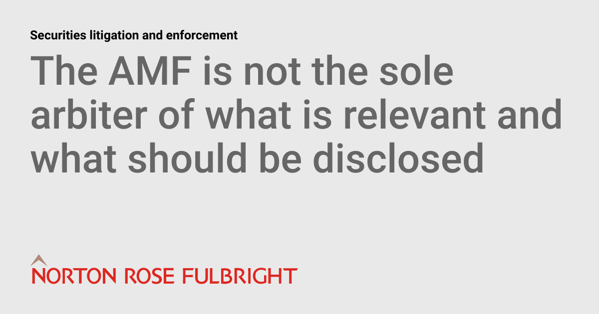 The AMF is not the sole arbiter of what is relevant and what should be ...